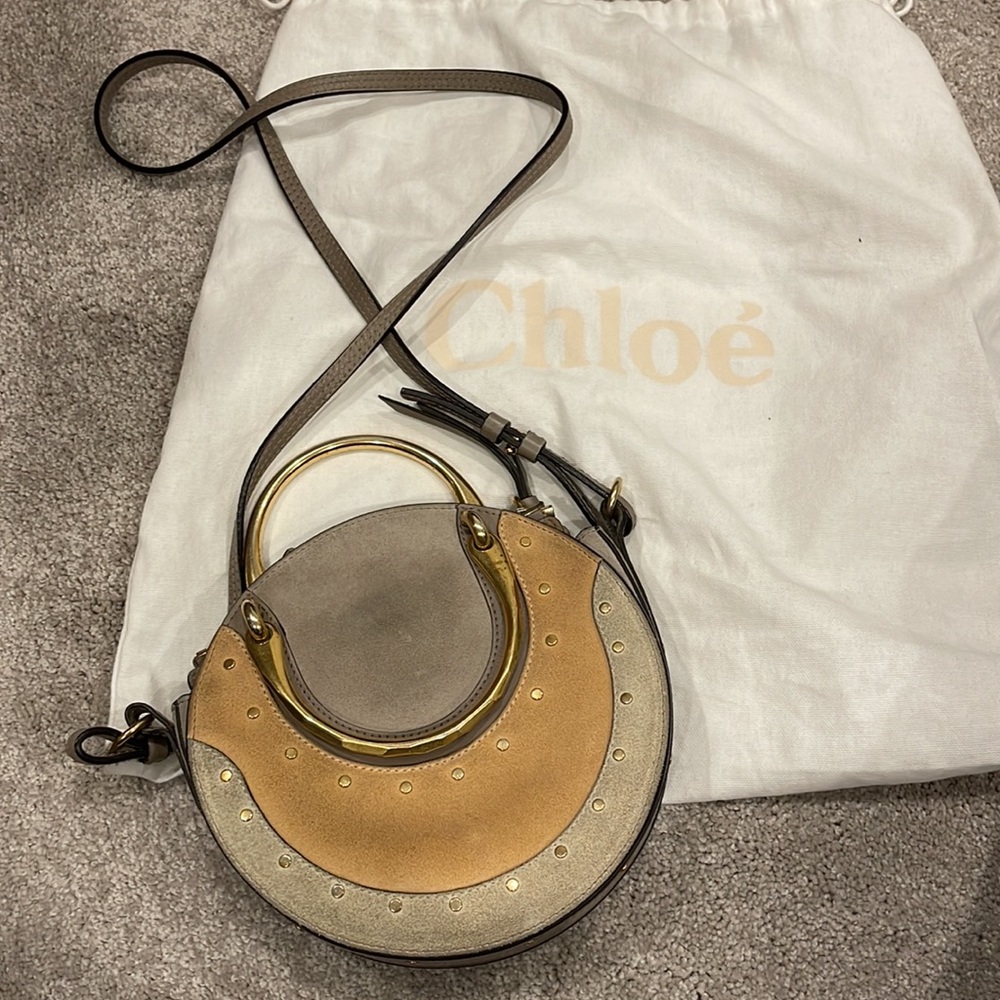 Chloe Pixie Small Studded Motty Grey Leather Shoulder… - Gem